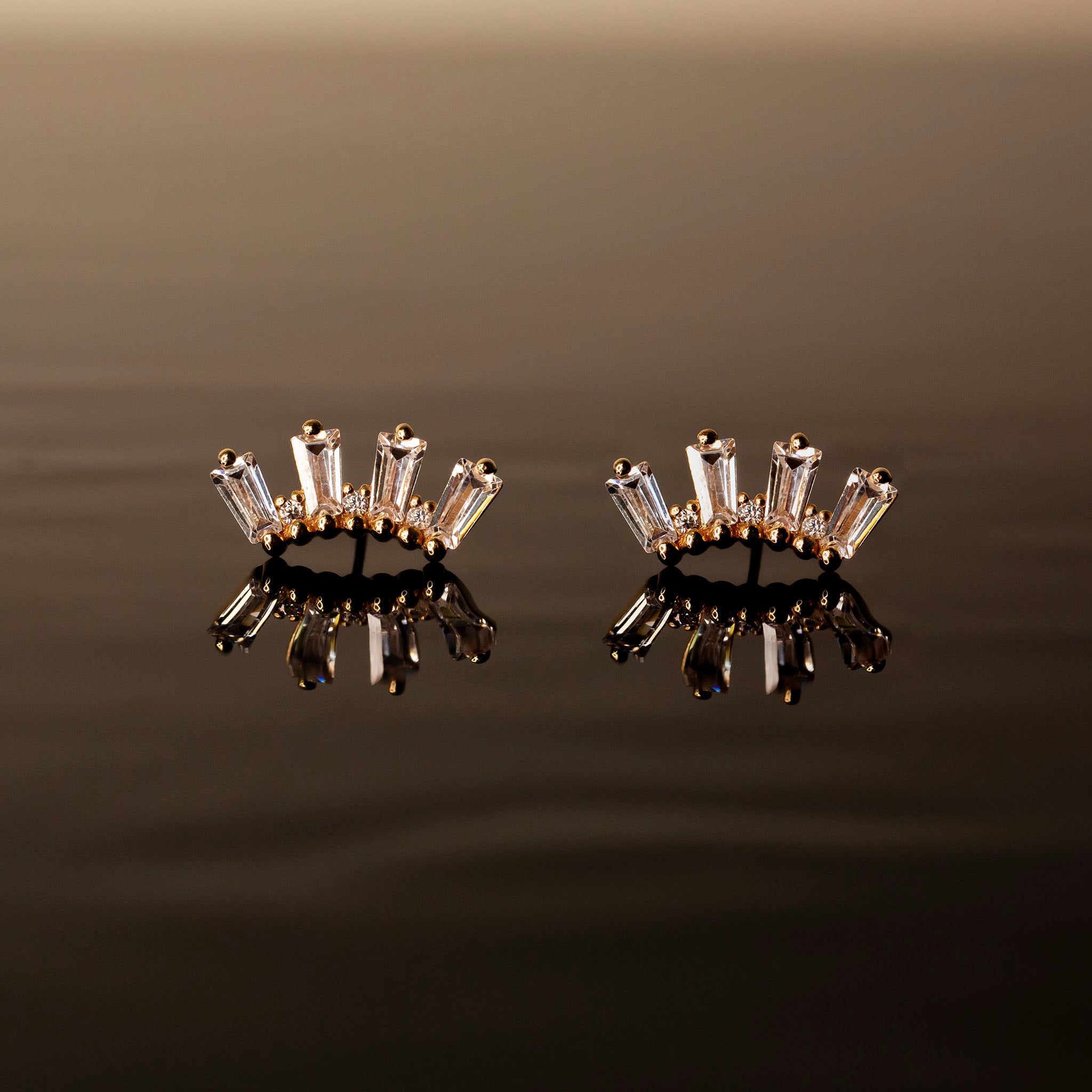 Crown Jewels Flat Back Sleeper Earrings by Buddha Jewelry - 14k Solid ...