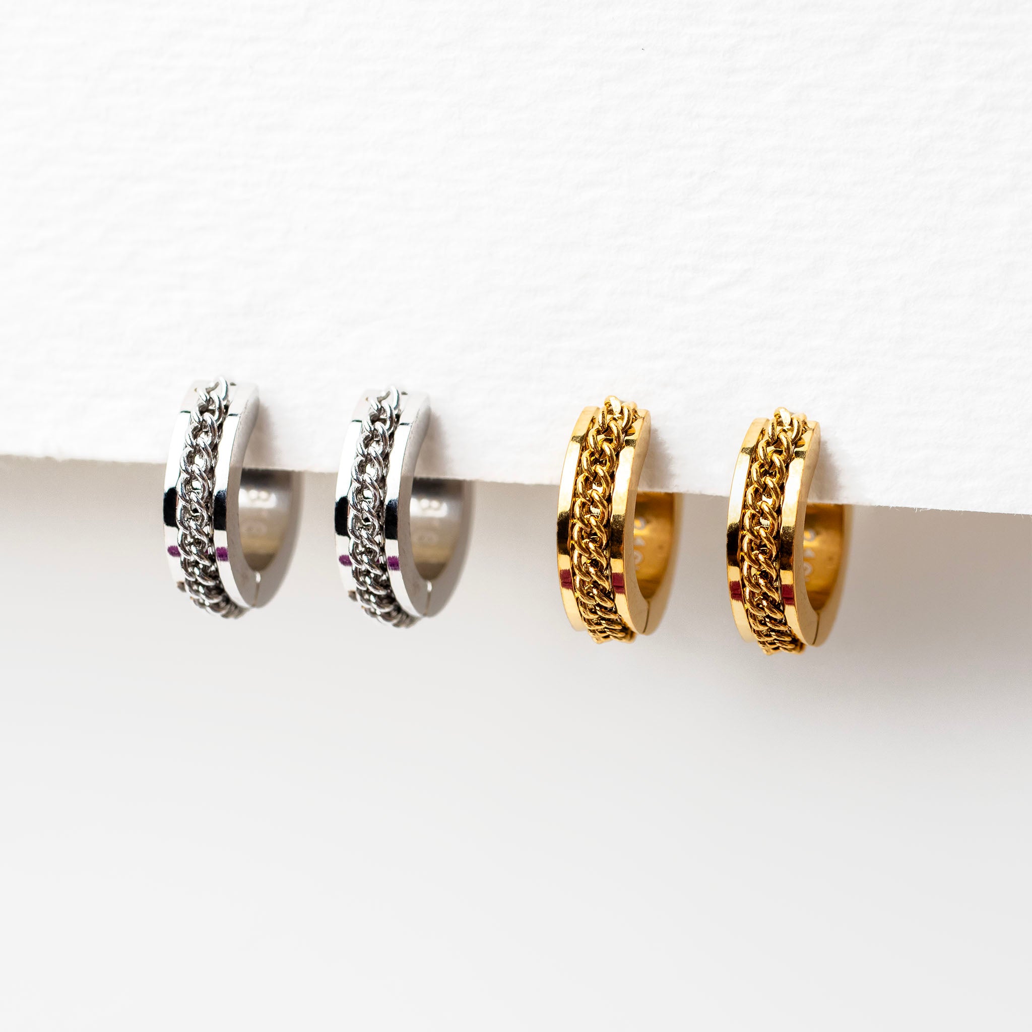 Matrix Chain Overlay Locking Sleeper Huggie Earrings - Pair – Grayling