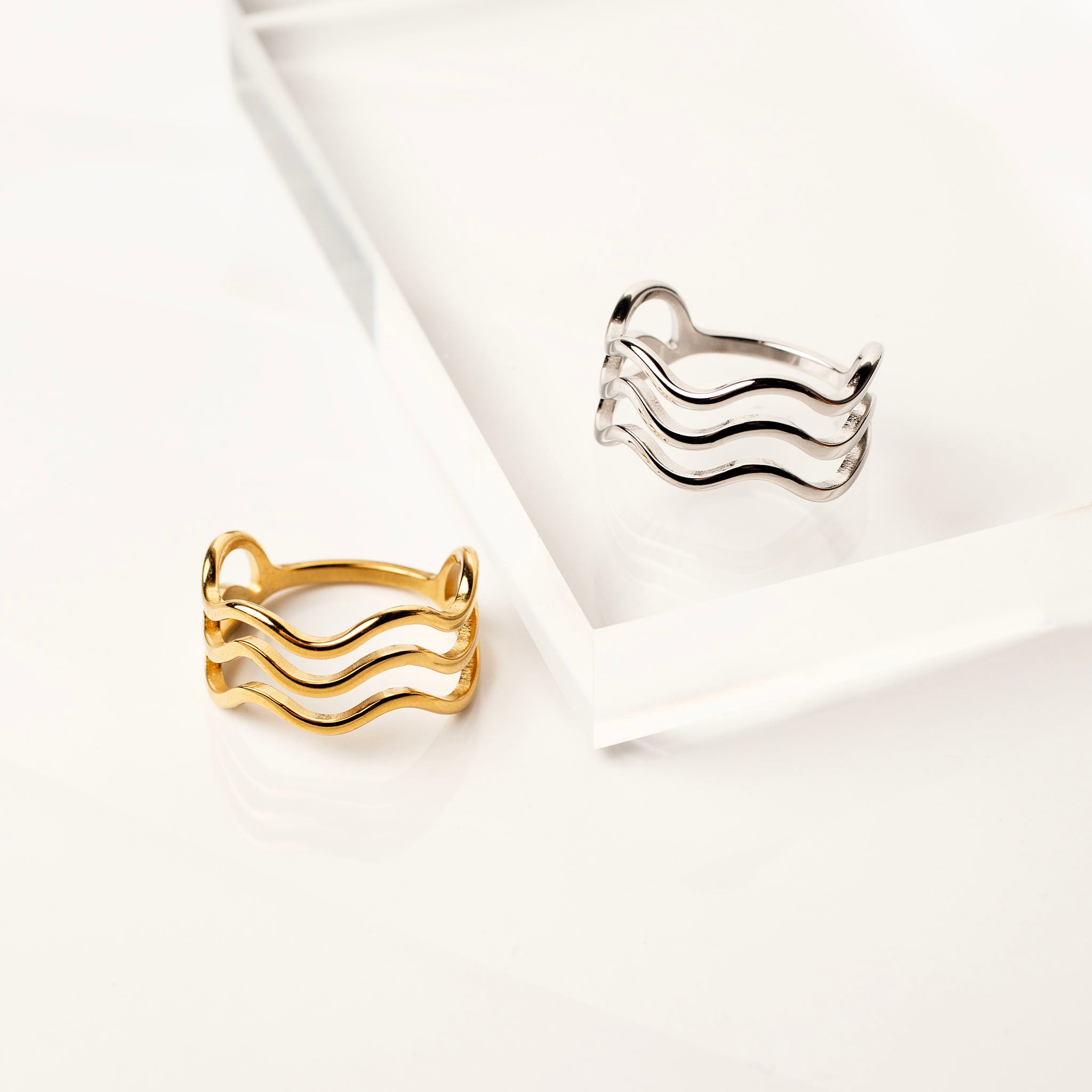 Neva Waterproof Stacked Waves Ring – Grayling