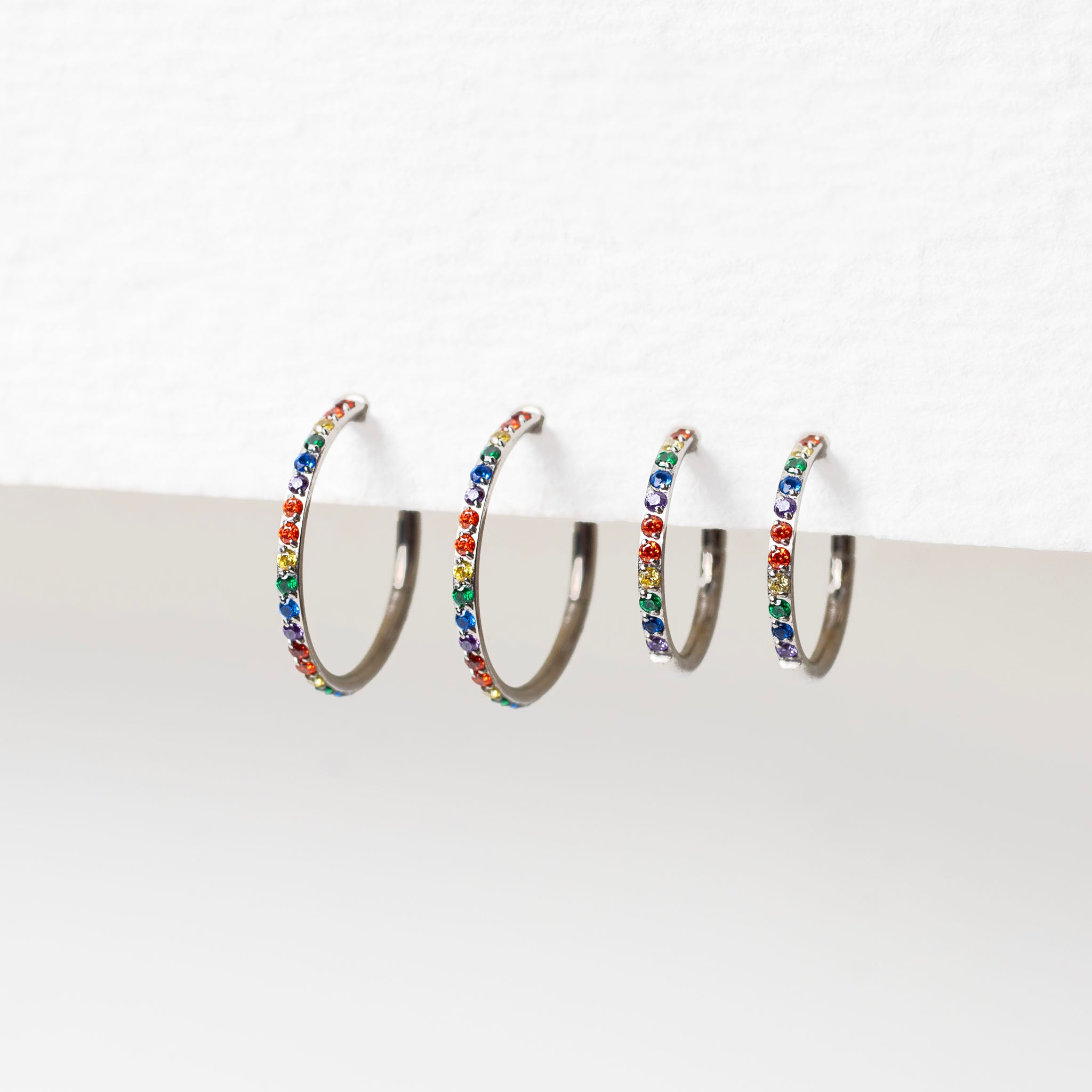 Rainbow Wisp Crystal Pavé Hinged Segment Ring - Titanium Clicker Hoop ...
