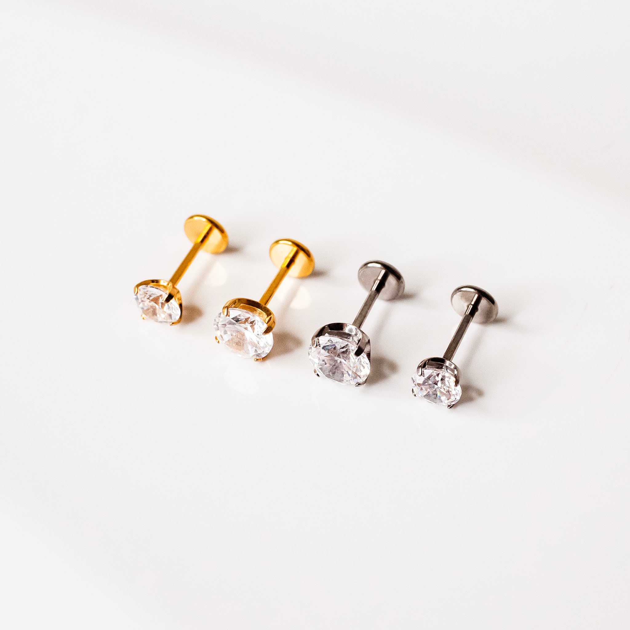 Solitaire Round Titanium Flat Back Sleeper Earrings – Grayling