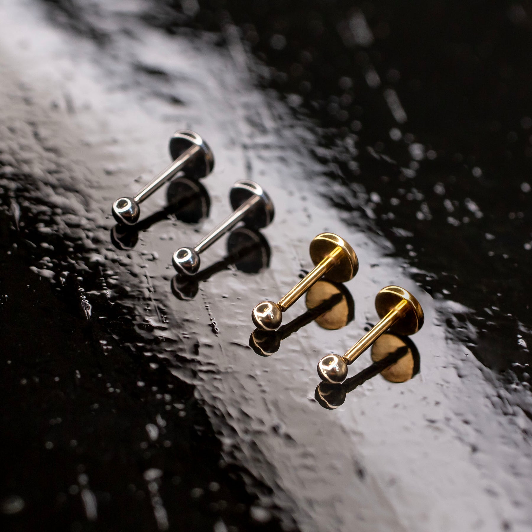 Gossamer Mini Sphere Flat Back Sleeper Earrings - 14k Solid Gold – Grayling